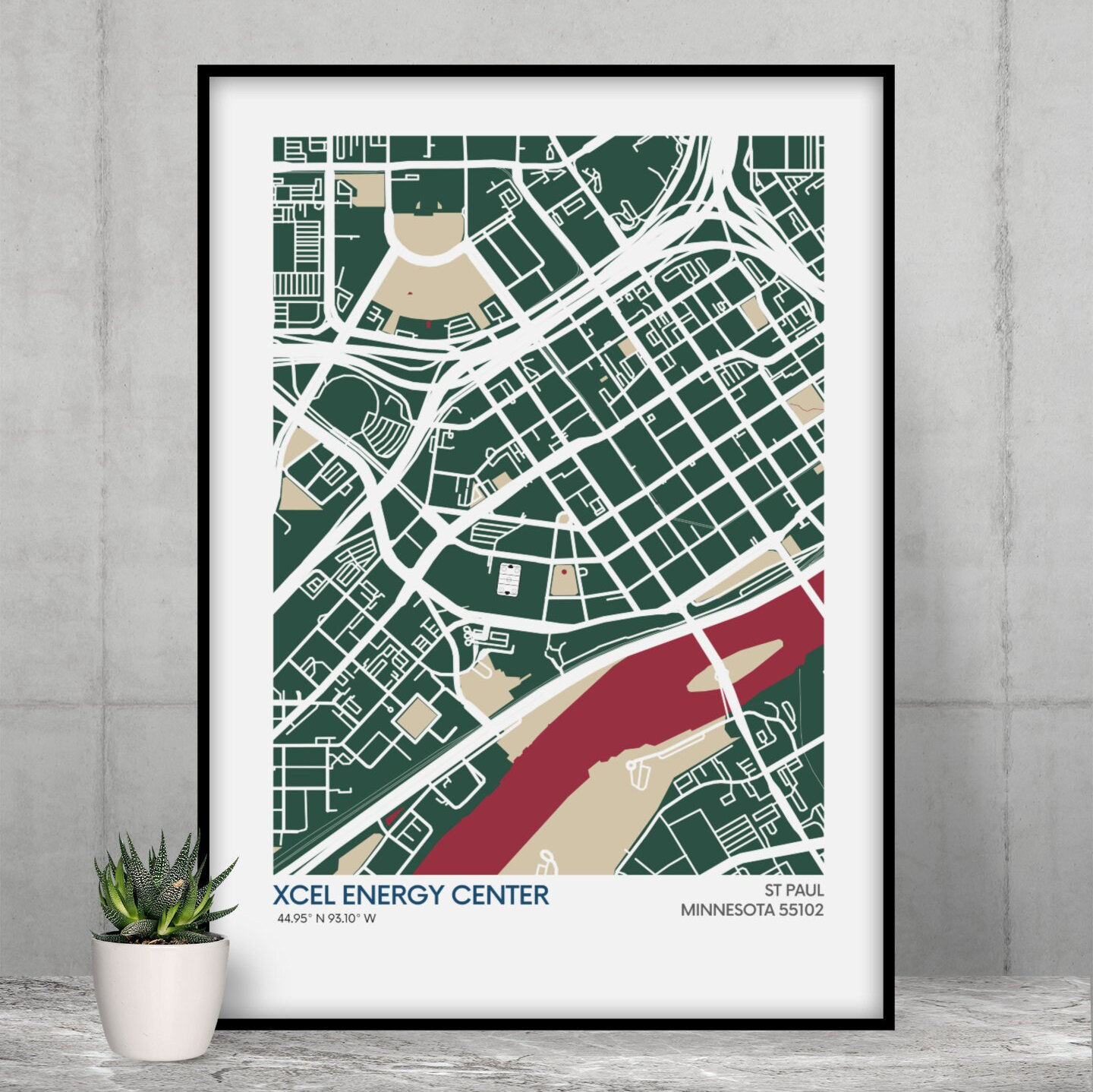 Minnesota Wild Stadium Map Print - Team Colours - NHL Stadium Art Map ...