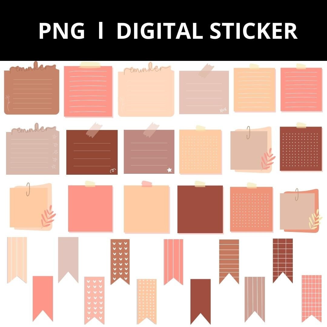 30 Digital Sticky Notes Digital Sticker Png Sticker - Etsy