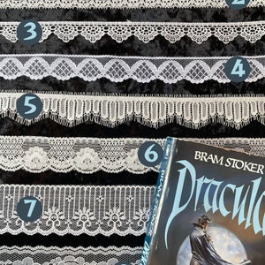 Custom Painted Bram Choker / Blood Drip Vampire Bite on White Lace - Etsy