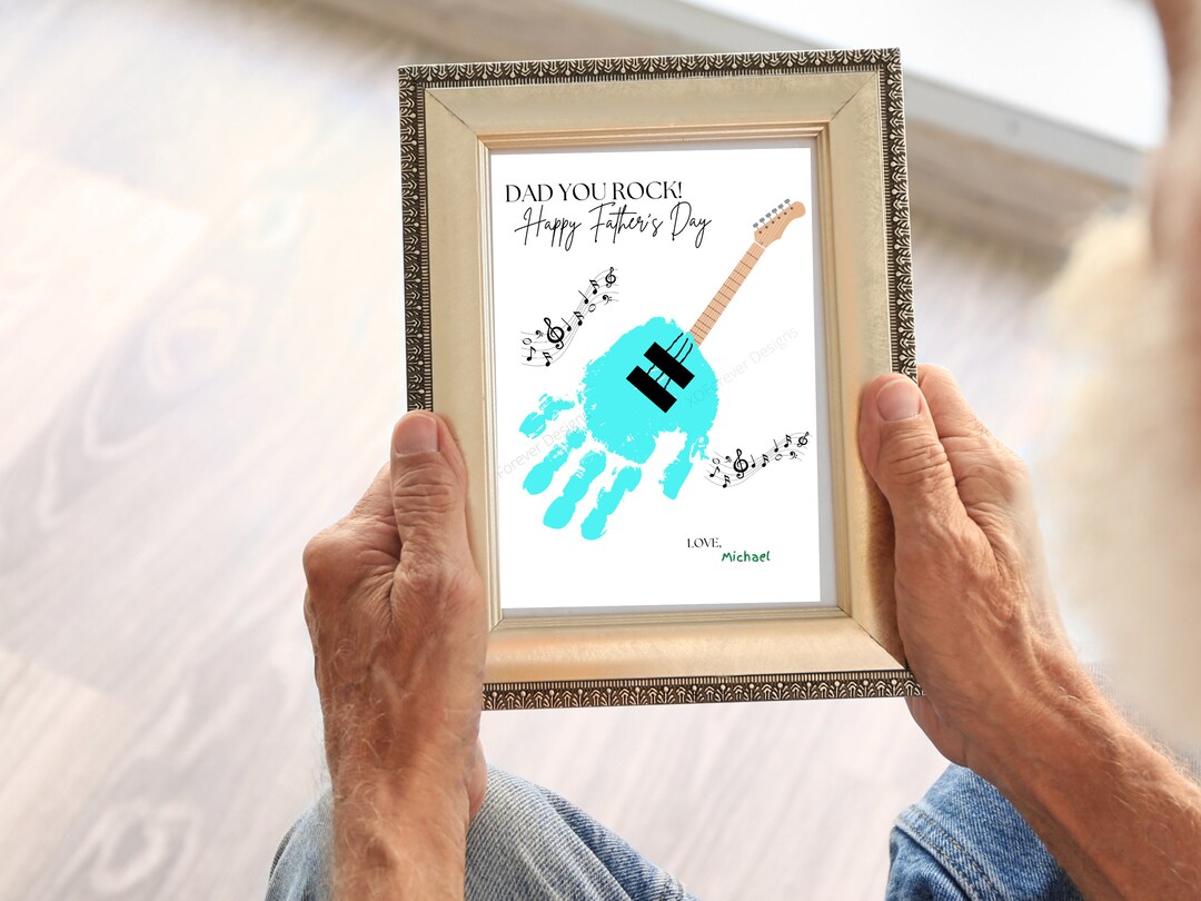 Fathers Day Handprint Guitar | My Dad Rocks | Father's Day Keepsake ...