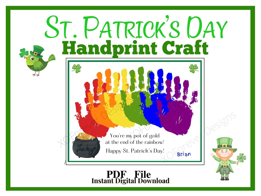 St Patrick Handprint | Rainbow Handprint | Preschool Activity ...