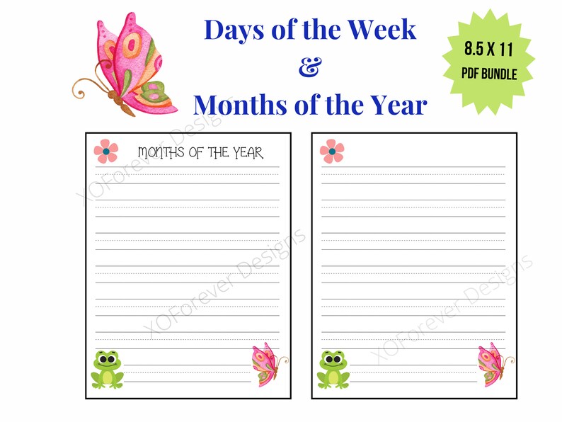 Educational Busy Book Days of the Week Worksheets Months of the Year ...