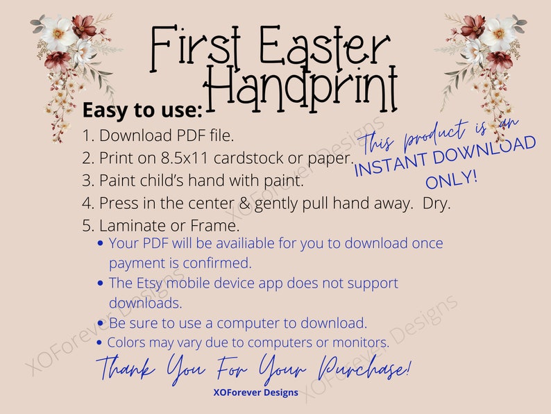 My First Easter Handprint Footprint | Baby's First Easter | Boys First ...