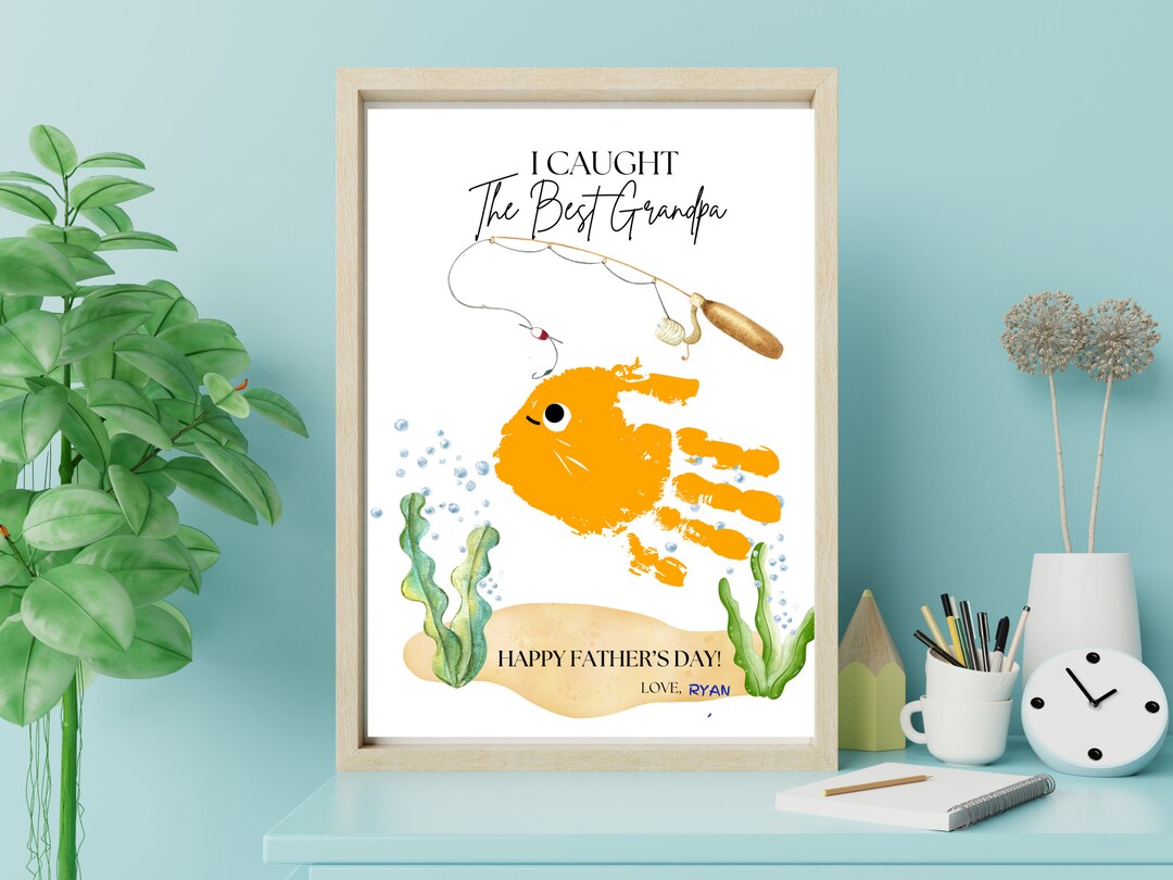 Father's Day Handprint Fishing | Grandpa Handprint | Dad Gift From Kids ...