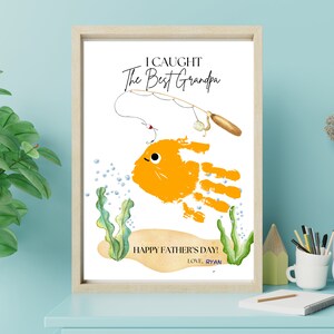 Father's Day Handprint Fishing | Grandpa Handprint | Dad Gift From Kids ...