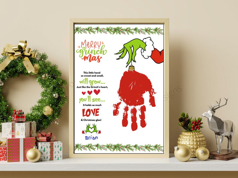 Grinch Handprint | Grinchmas | Christmas Handprint | Grinch Ornament ...
