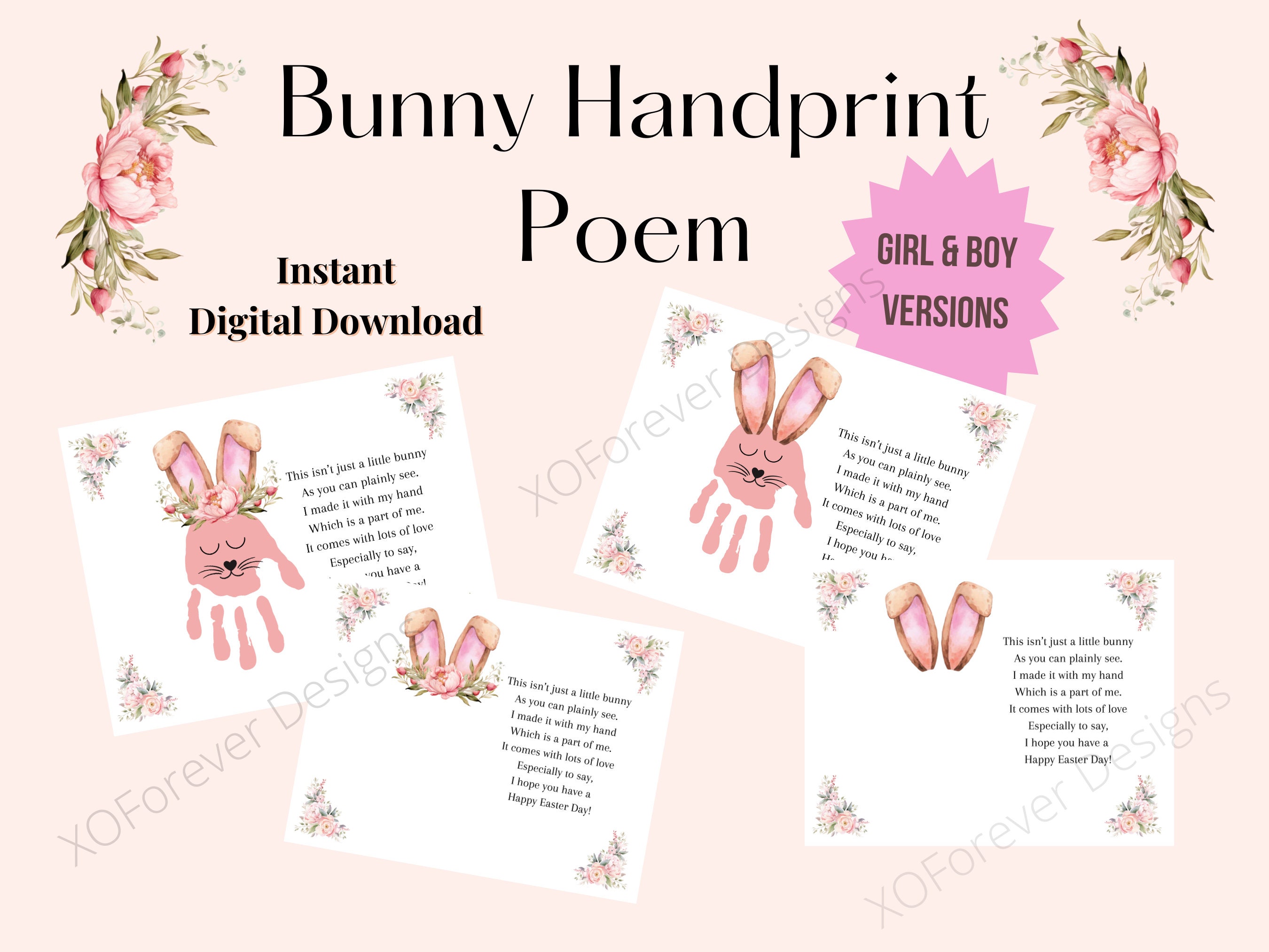 Easter Bunny Handprint Craft | Easter Handprint Craft | Handprint Craft ...