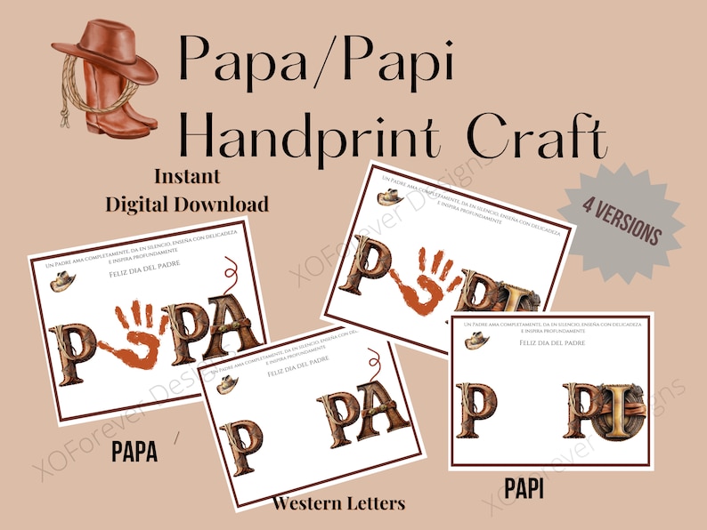 Western Papa/papi | Papa/papi Handprint Craft | Feliz Dia Del Padre ...