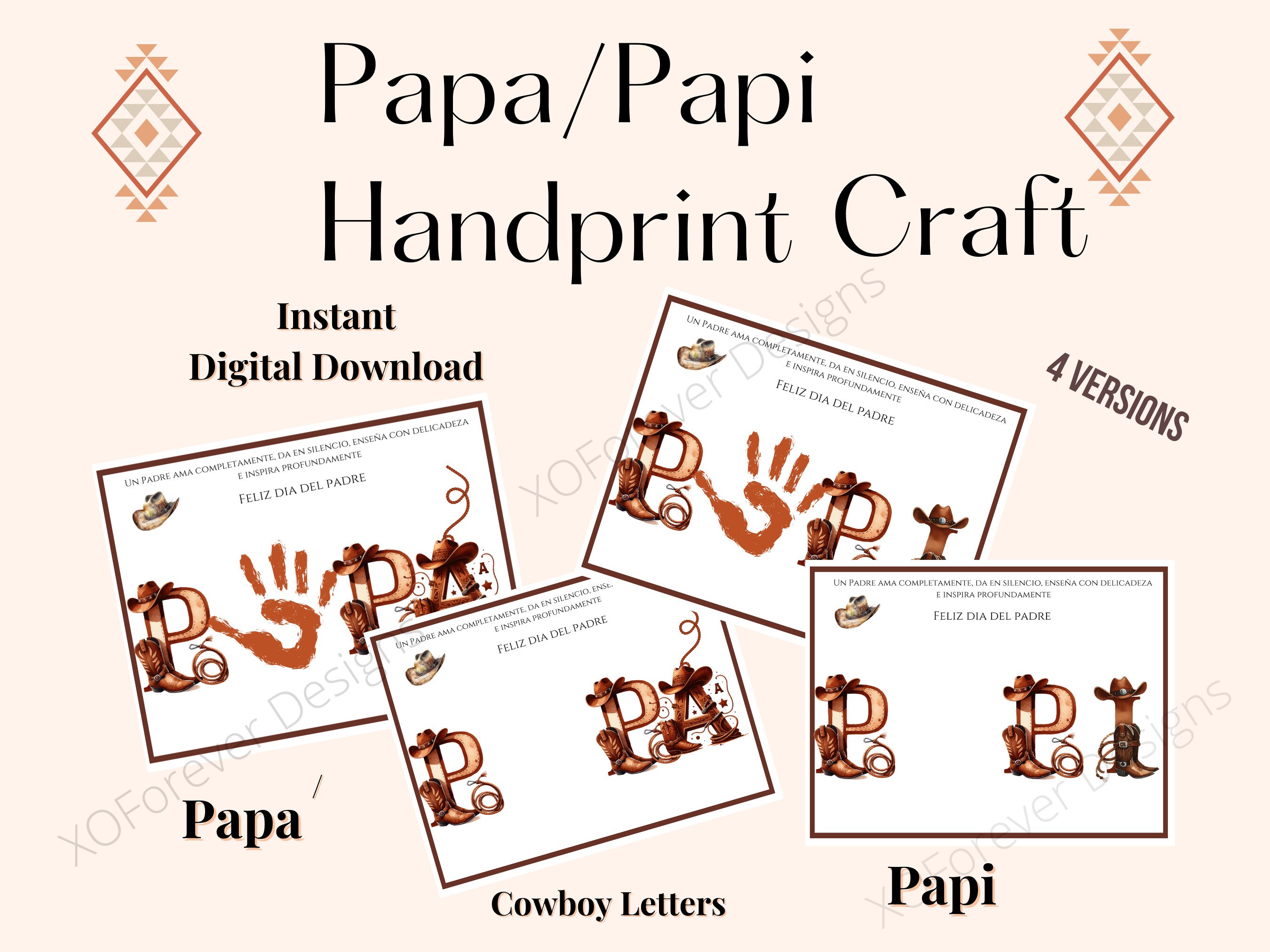 Cowboy Papa/papi | Papa/papi Handprint Craft | Feliz Dia Del Padre ...