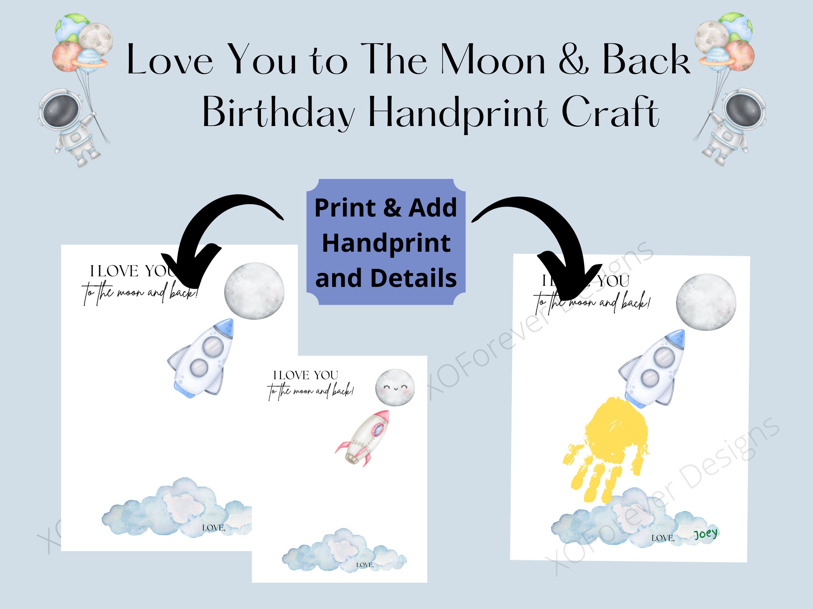 Happy Birthday Love You to the Moon | Handprint Craft | Handprint ...