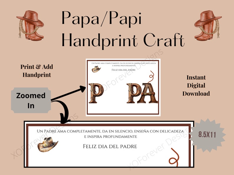 Western Papa/papi | Papa/papi Handprint Craft | Feliz Dia Del Padre ...
