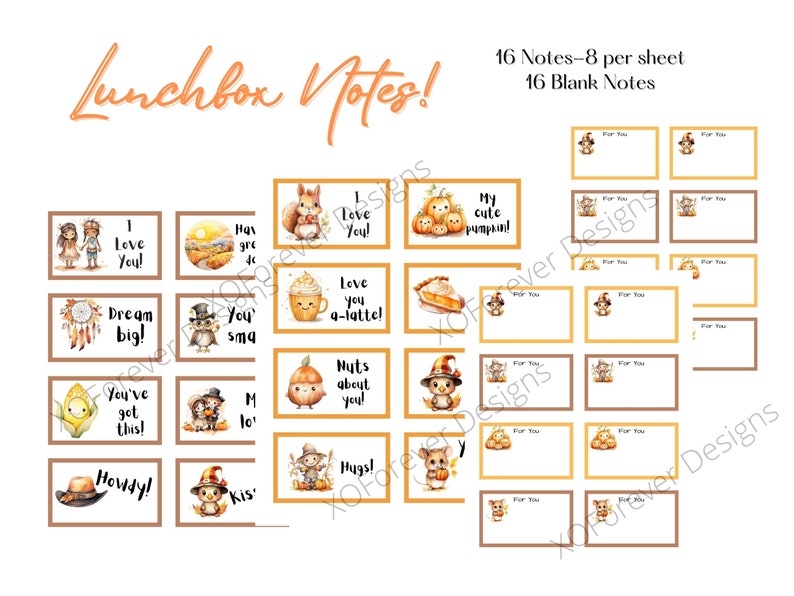 Printable Thanksgiving Lunch Box Notes for Kids | Cute Thanksgiving ...