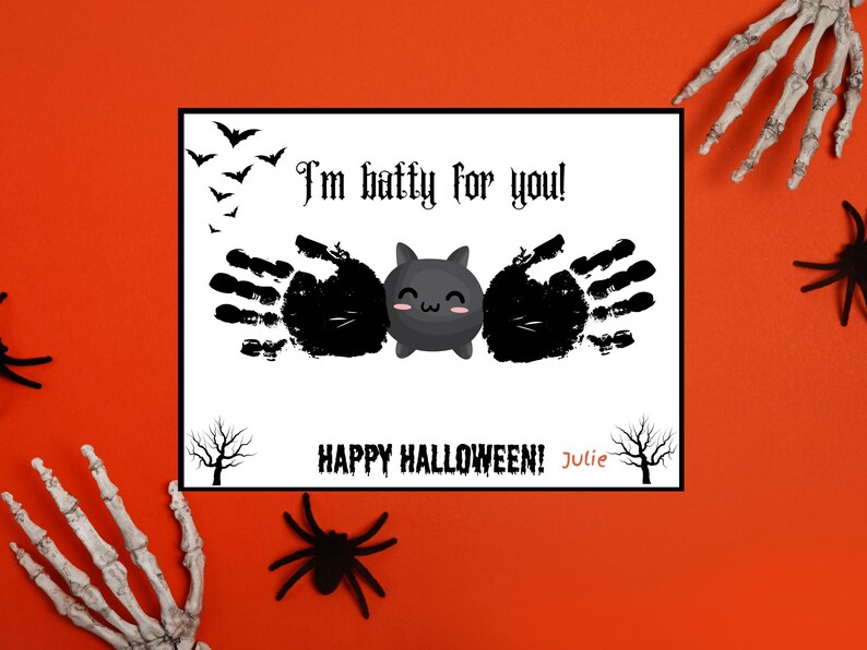 Bat Handprint Halloween Handprint Art fall Art Craft Preschool Activity ...