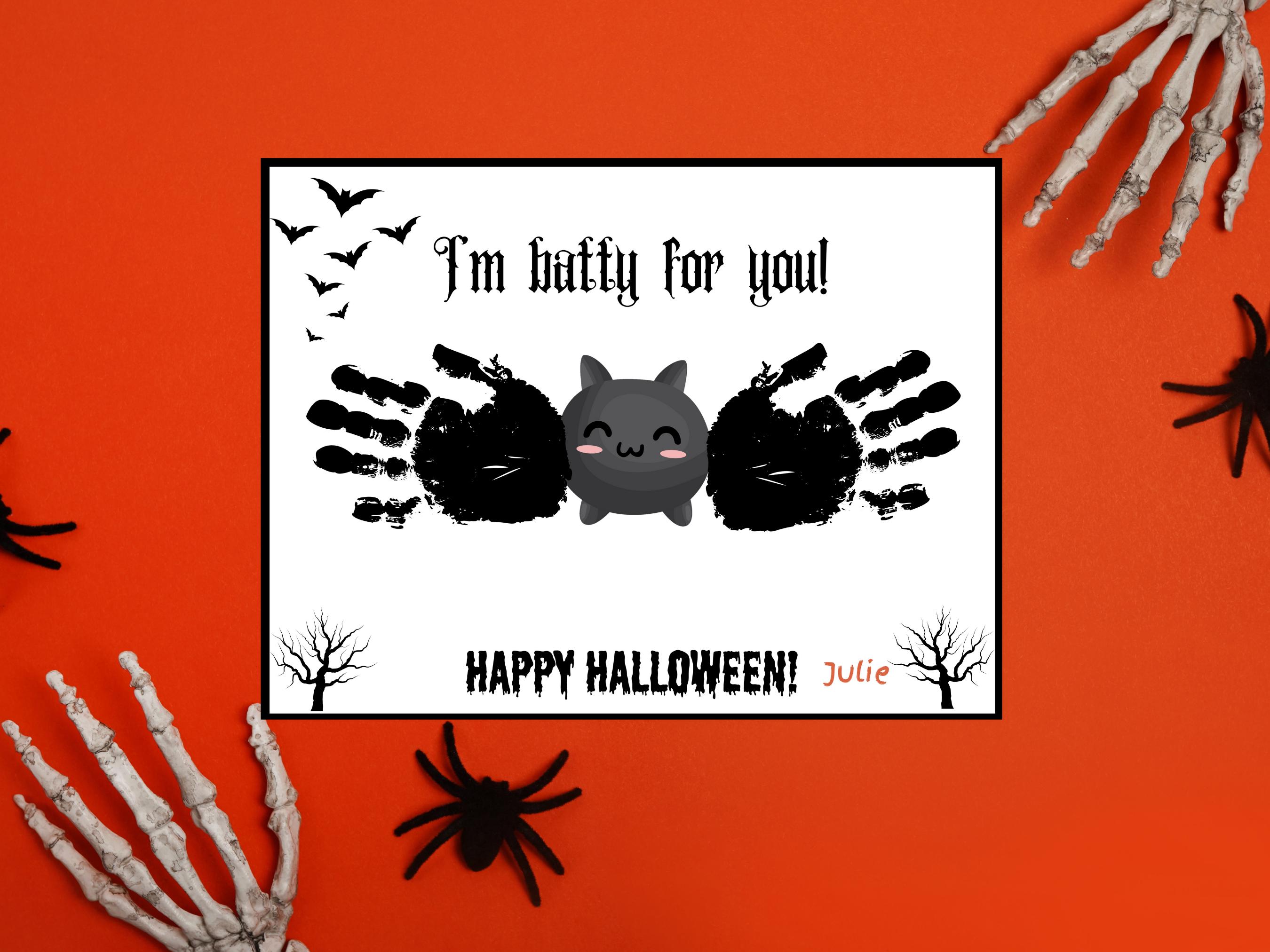 Bat Handprint Halloween Handprint Art fall Art Craft Preschool Activity ...