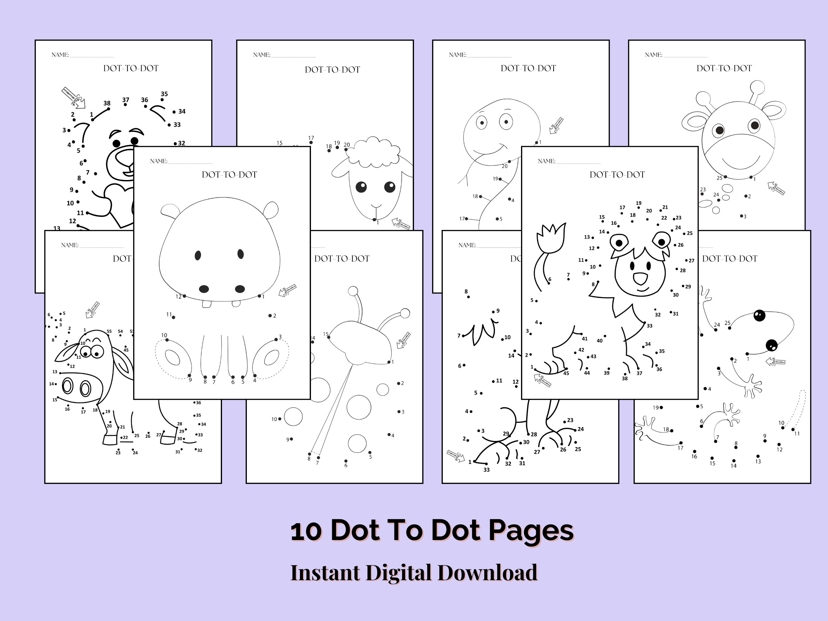 Animal Dot-to-dot Worksheets | Connect the Dots | Dot to Dot | Fine ...
