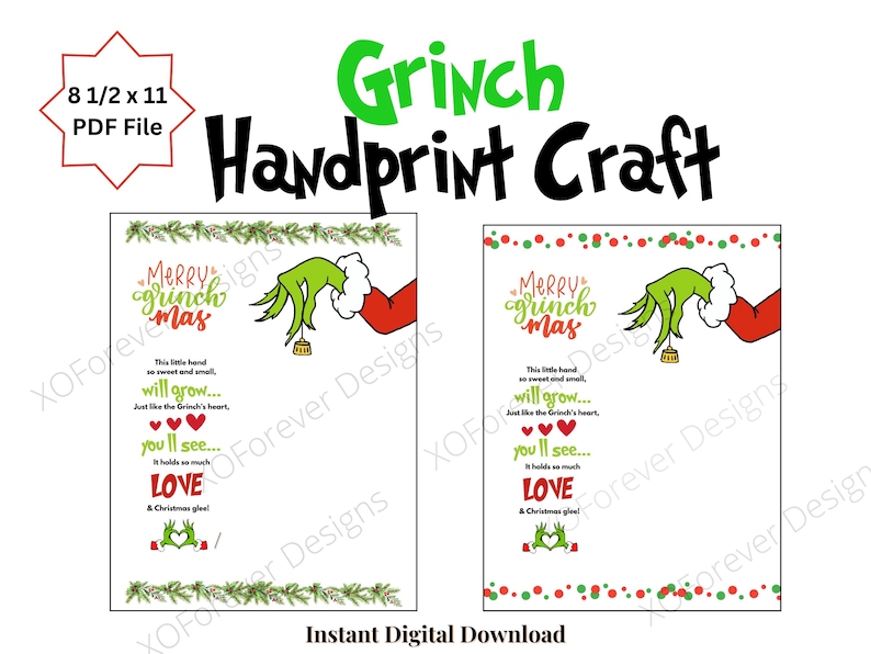 Grinch Handprint | Grinchmas | Christmas Handprint | Grinch Ornament ...