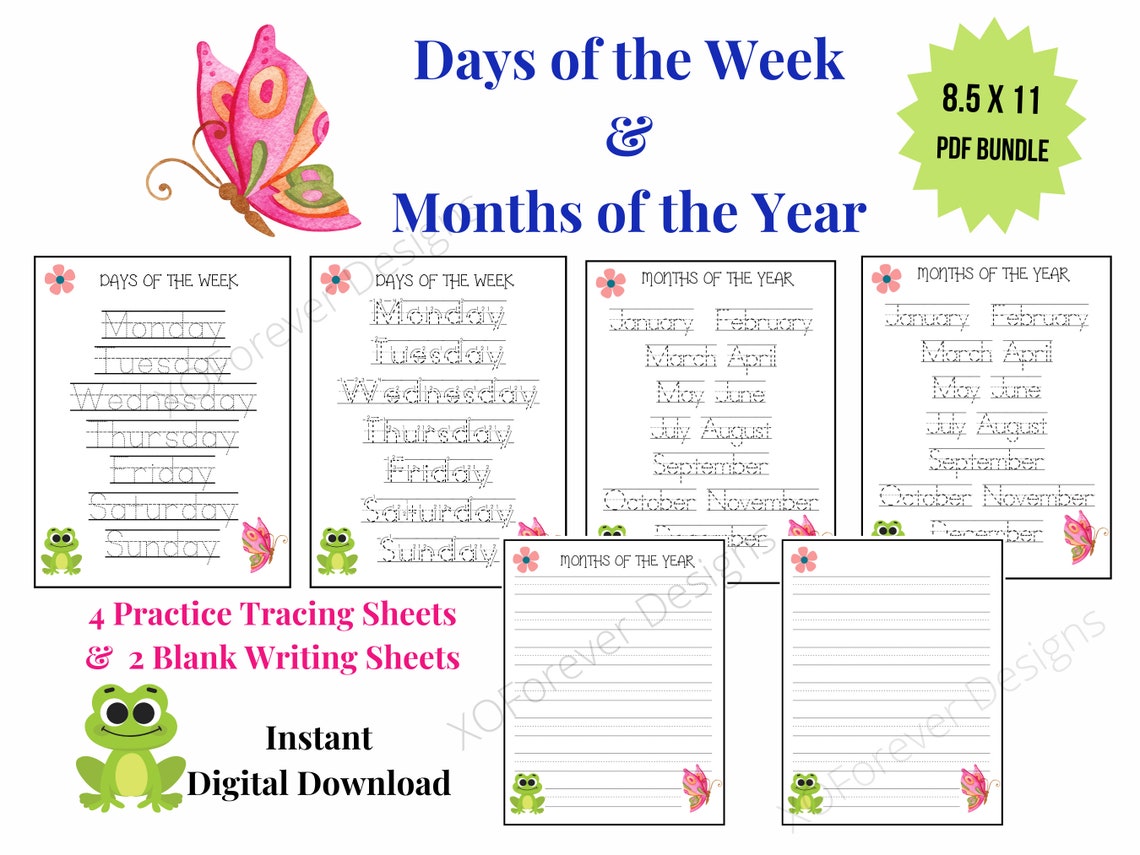 Educational Busy Book Days of the Week Worksheets Months of the Year ...