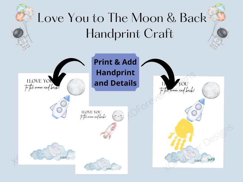 Love You to the Moon Handprint Craft Rocket Handprint Handprint ...