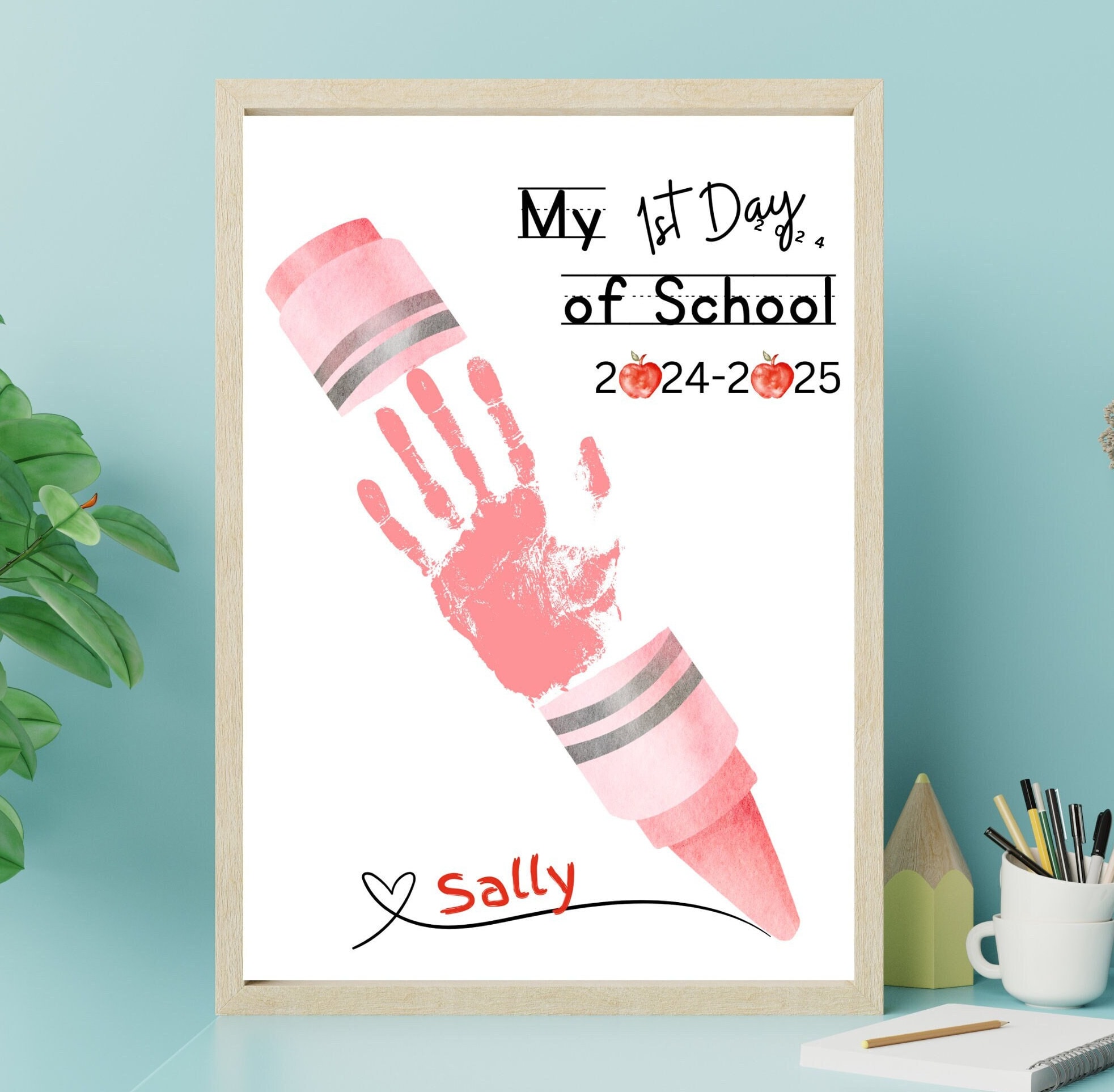 First Day of School Handprint Art Memory Book Teacher Resources Hello ...