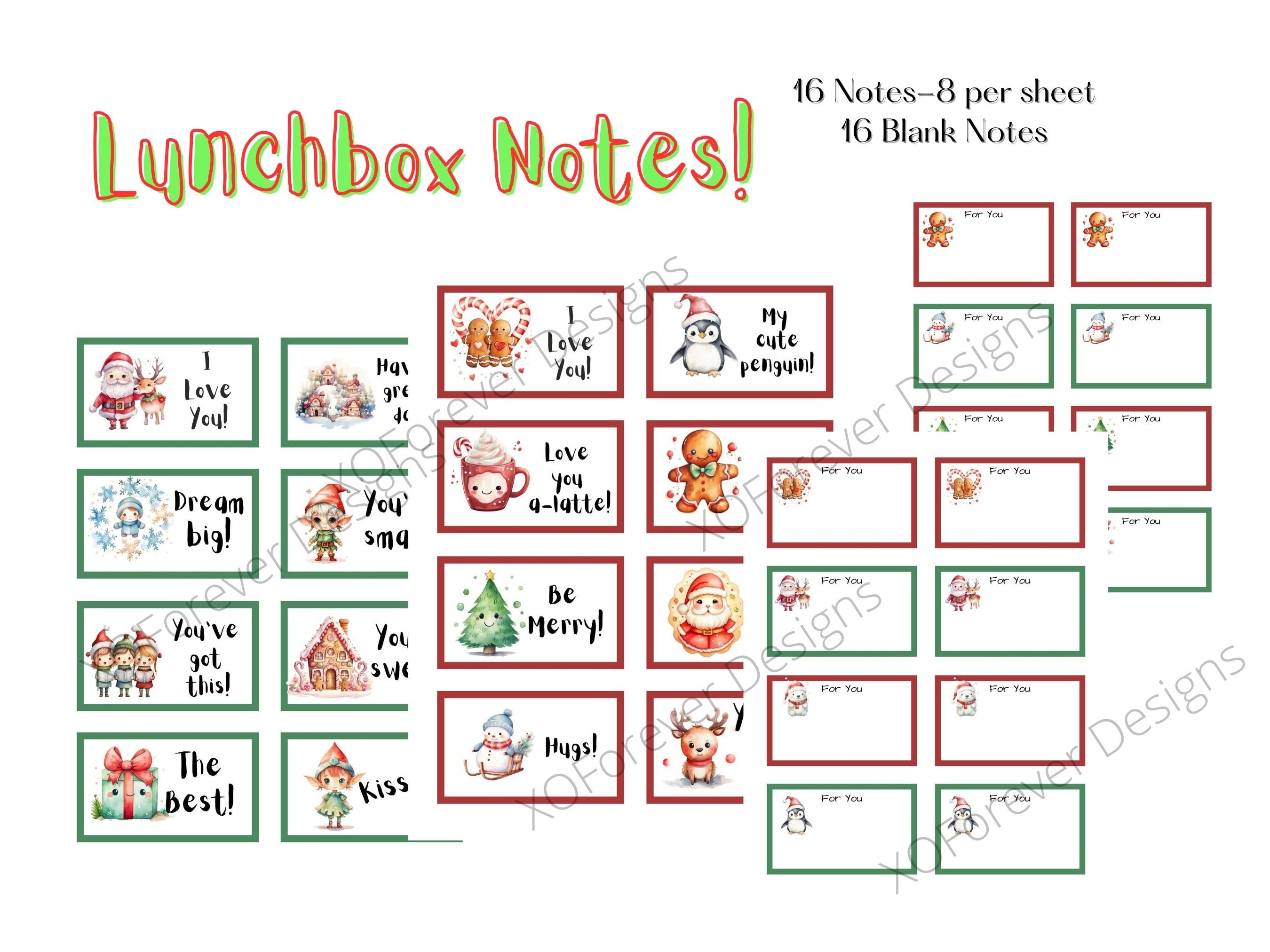 Printable Christmas Lunch Box Notes for Kids | Cute Christmas Lunchbox ...