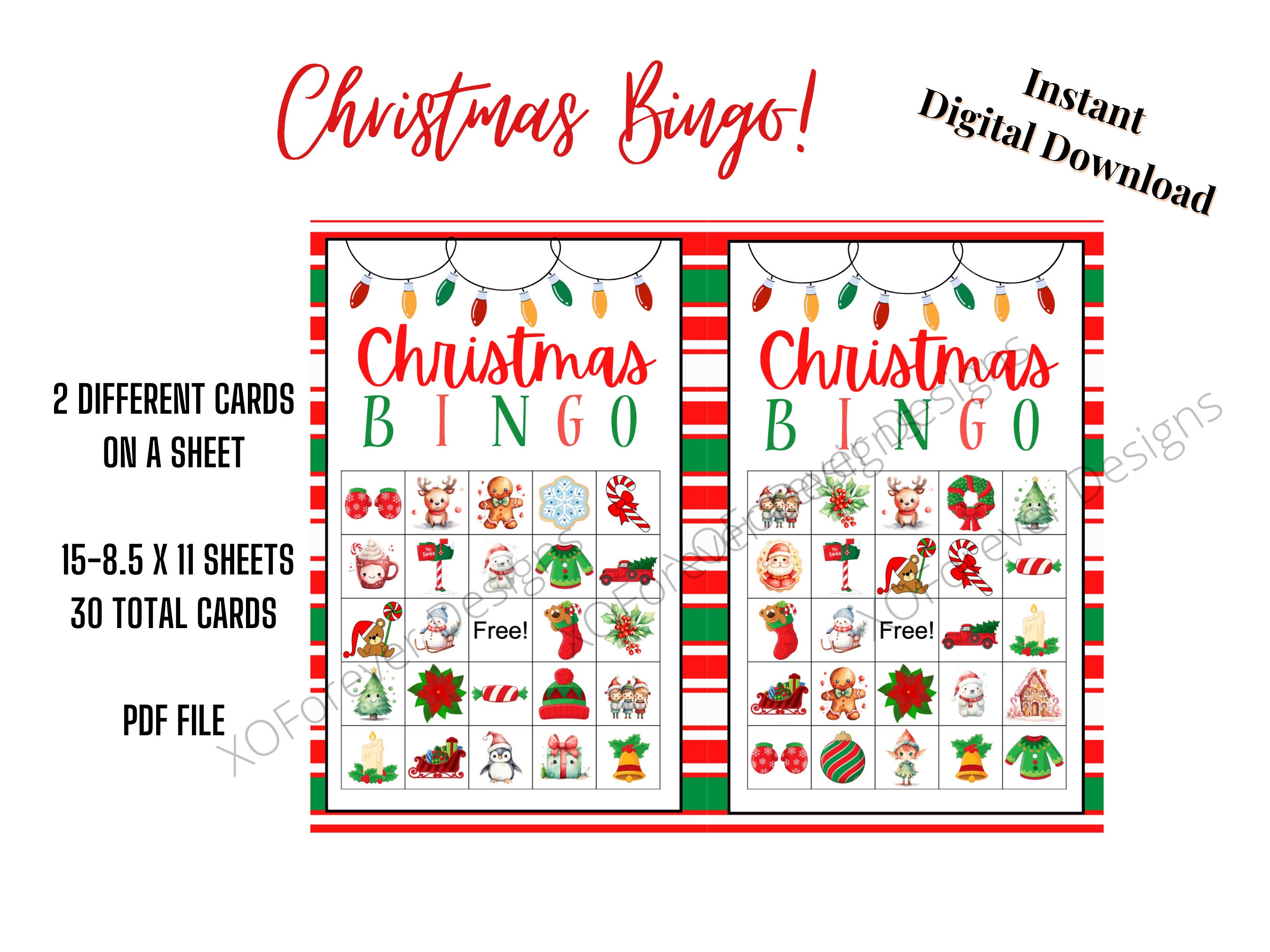 Christmas Bingo, Christmas Printable Bingo, Classroom Bingo, Family ...