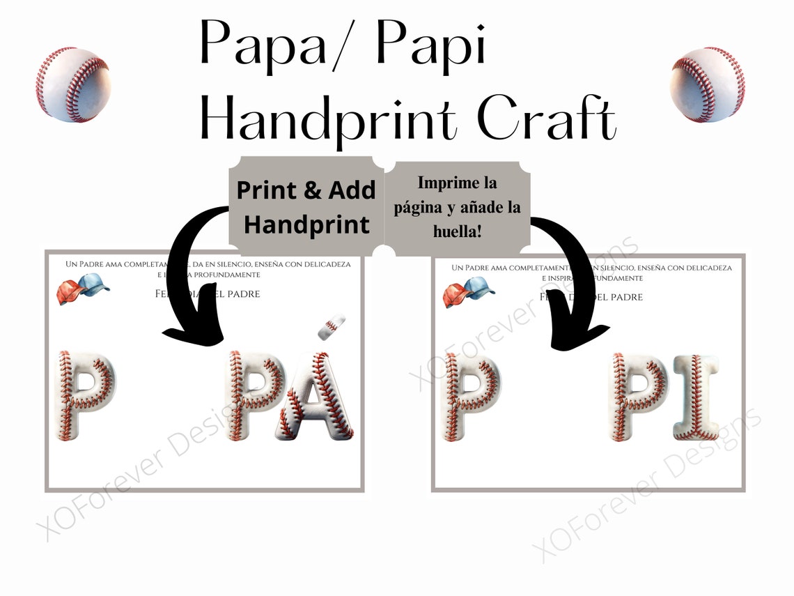 Baseball Papa/papi | Papa/papi Handprint Craft | Feliz Dia Del Padre ...