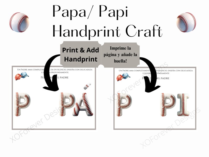 Baseball Papa/papi | Papa/papi Handprint Craft | Feliz Dia Del Padre ...