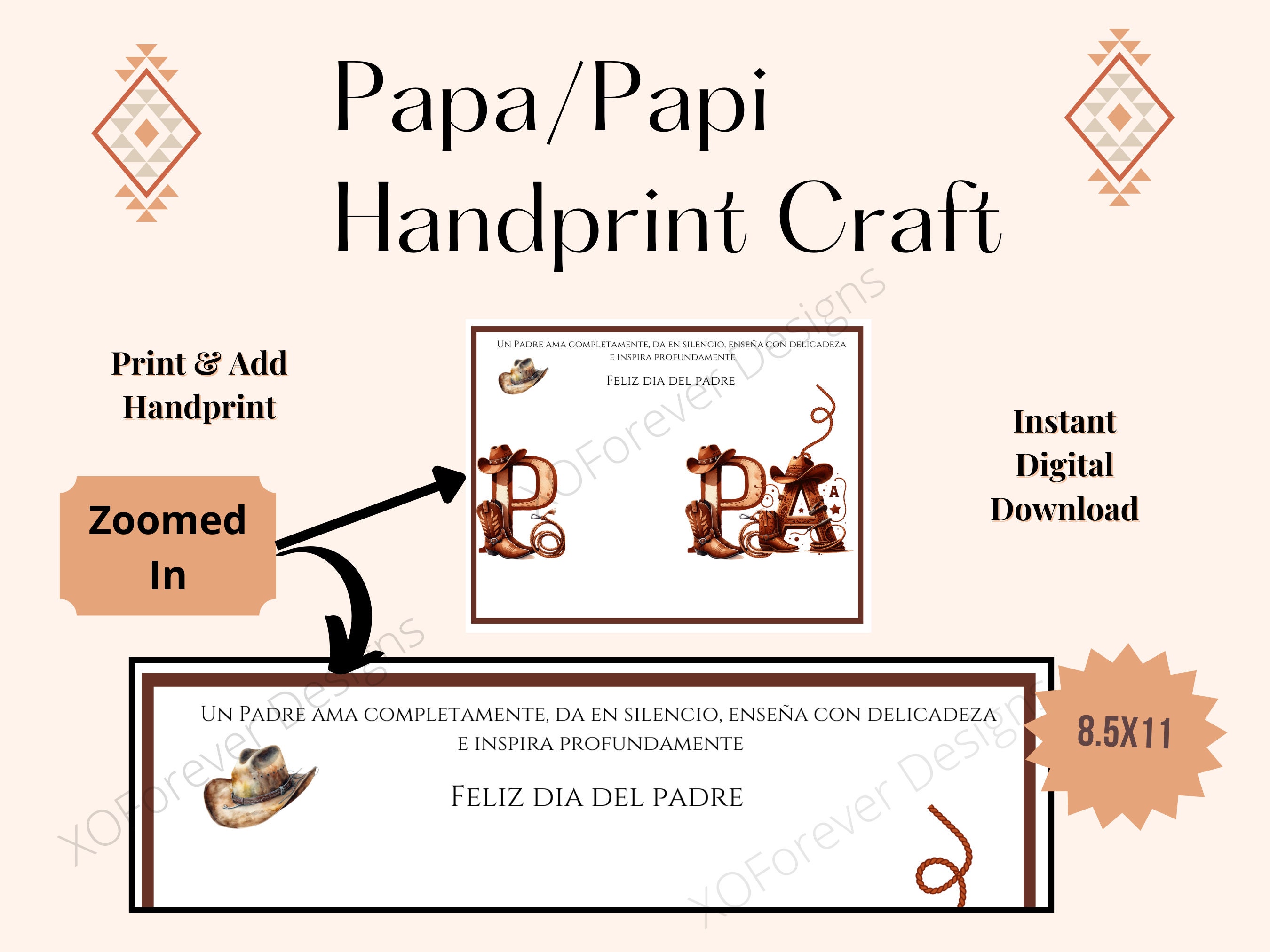 Cowboy Papa/papi | Papa/papi Handprint Craft | Feliz Dia Del Padre ...