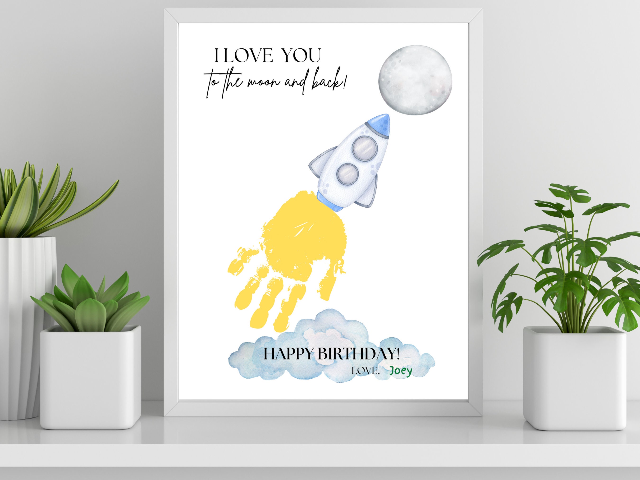 Happy Birthday Love You to the Moon | Handprint Craft | Handprint ...