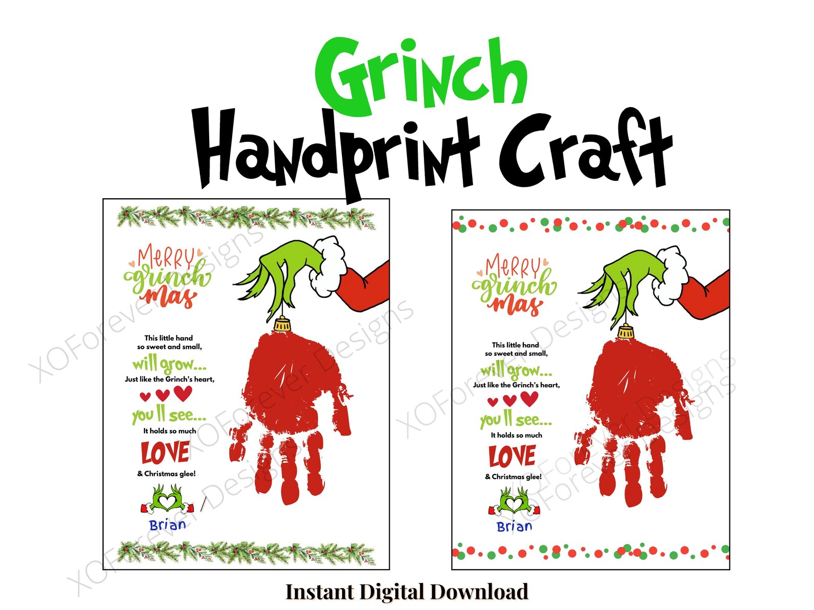 Grinch Handprint | Grinchmas | Christmas Handprint | Grinch Ornament ...
