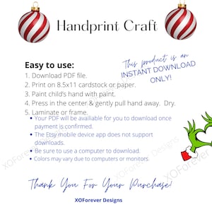 Grinch Handprint | Grinchmas | Christmas Handprint | Grinch Ornament ...