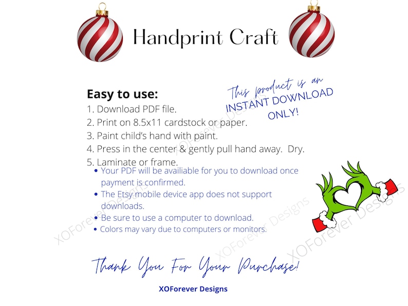 Grinch Handprint | Grinchmas | Christmas Handprint | Grinch Ornament ...