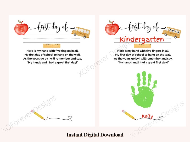 First Day of School Handprint Art | Memory Book | Teacher Resources ...