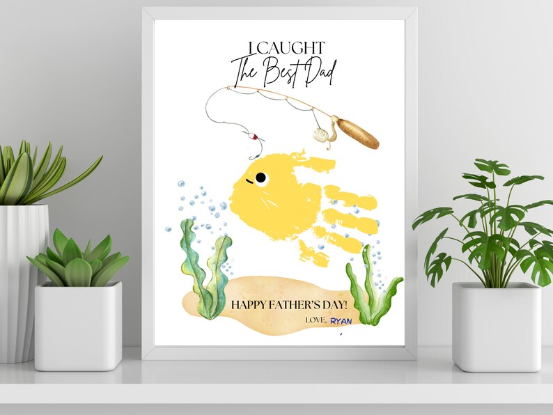 Father's Day Handprint Fishing | Grandpa Handprint | Dad Gift From Kids ...