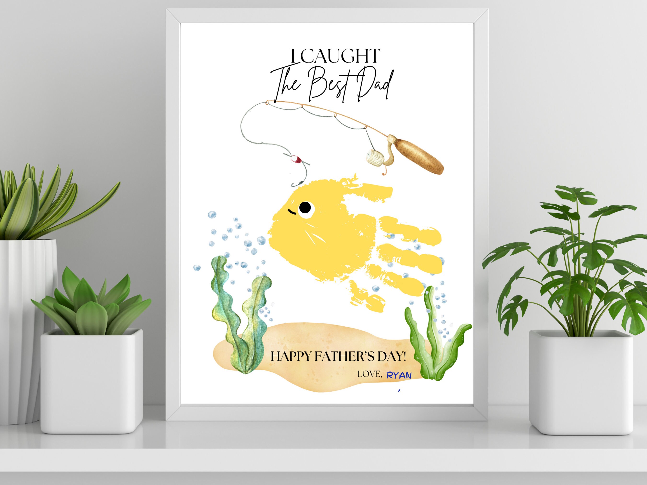 Father's Day Handprint Fishing | Grandpa Handprint | Dad Gift From Kids ...