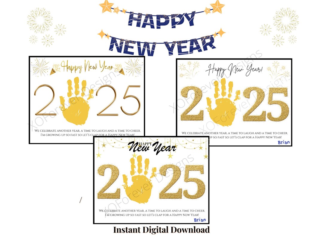 2025 New Year Handprint | New Year Handprint Poem | New Year Handprint ...