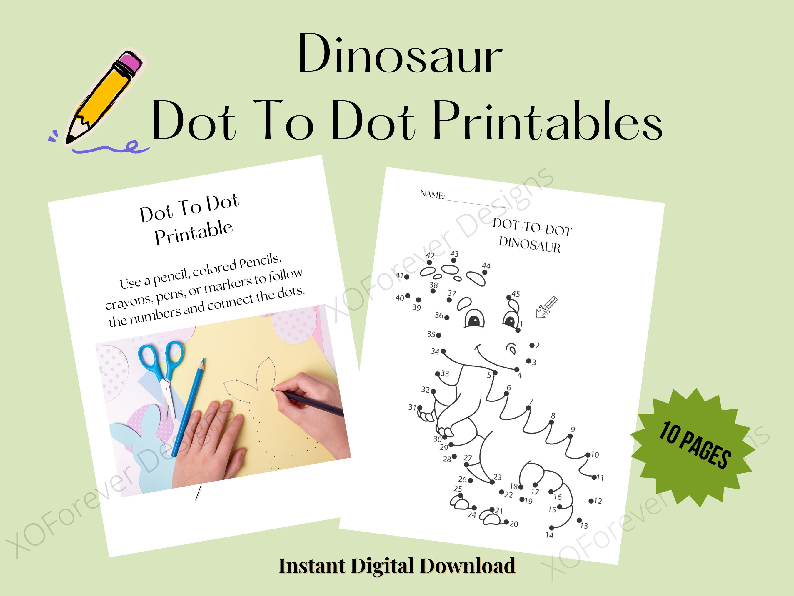 Dinosaur Animal Dot-to-dot Worksheets | Connect the Dots | Dot to Dot ...