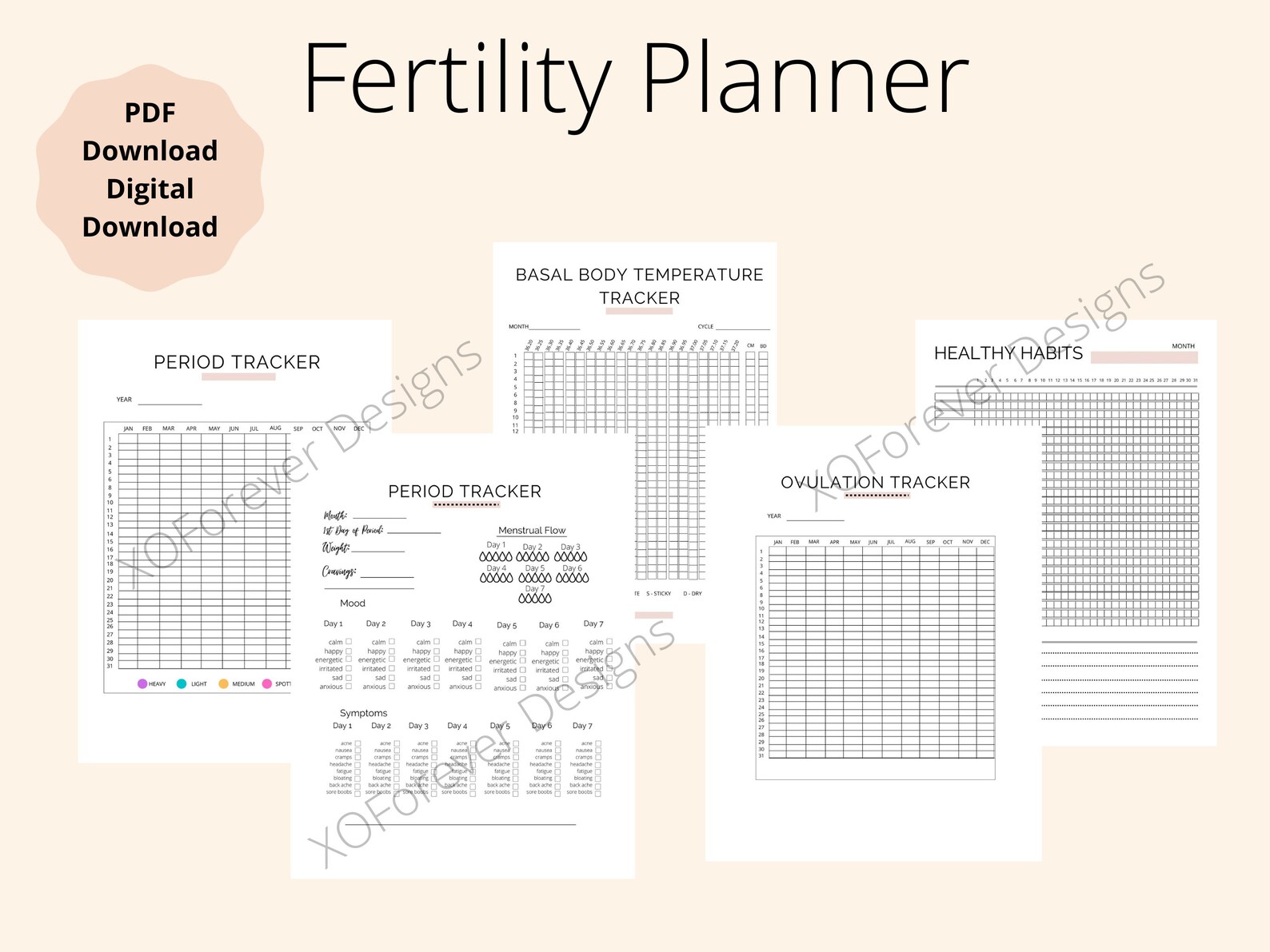 Fertility Planner | Printable Fertility Planner | Period Tracker ...