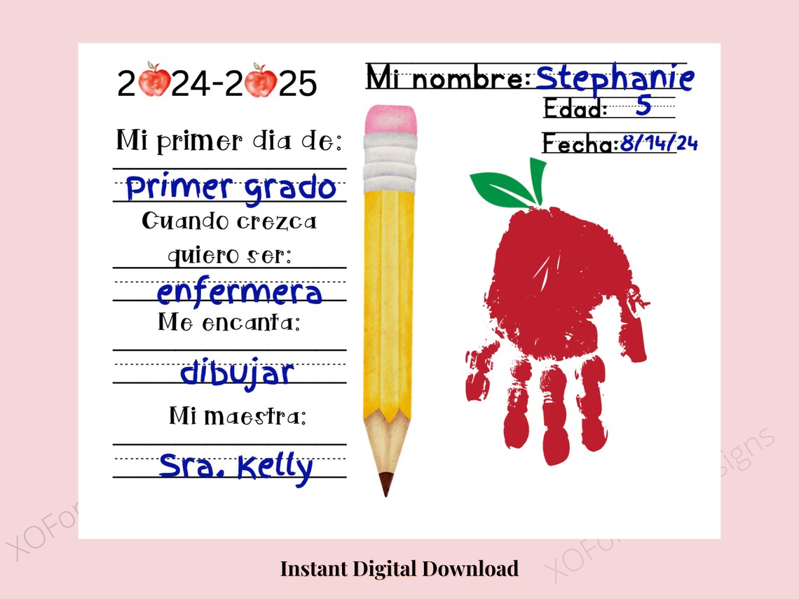 Spanish First Day of School Handprint Memory Book Teacher Resources ...