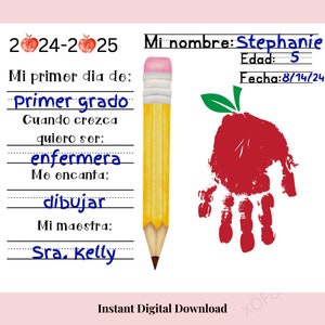 Spanish First Day of School Handprint | Memory Book | Teacher Resources ...