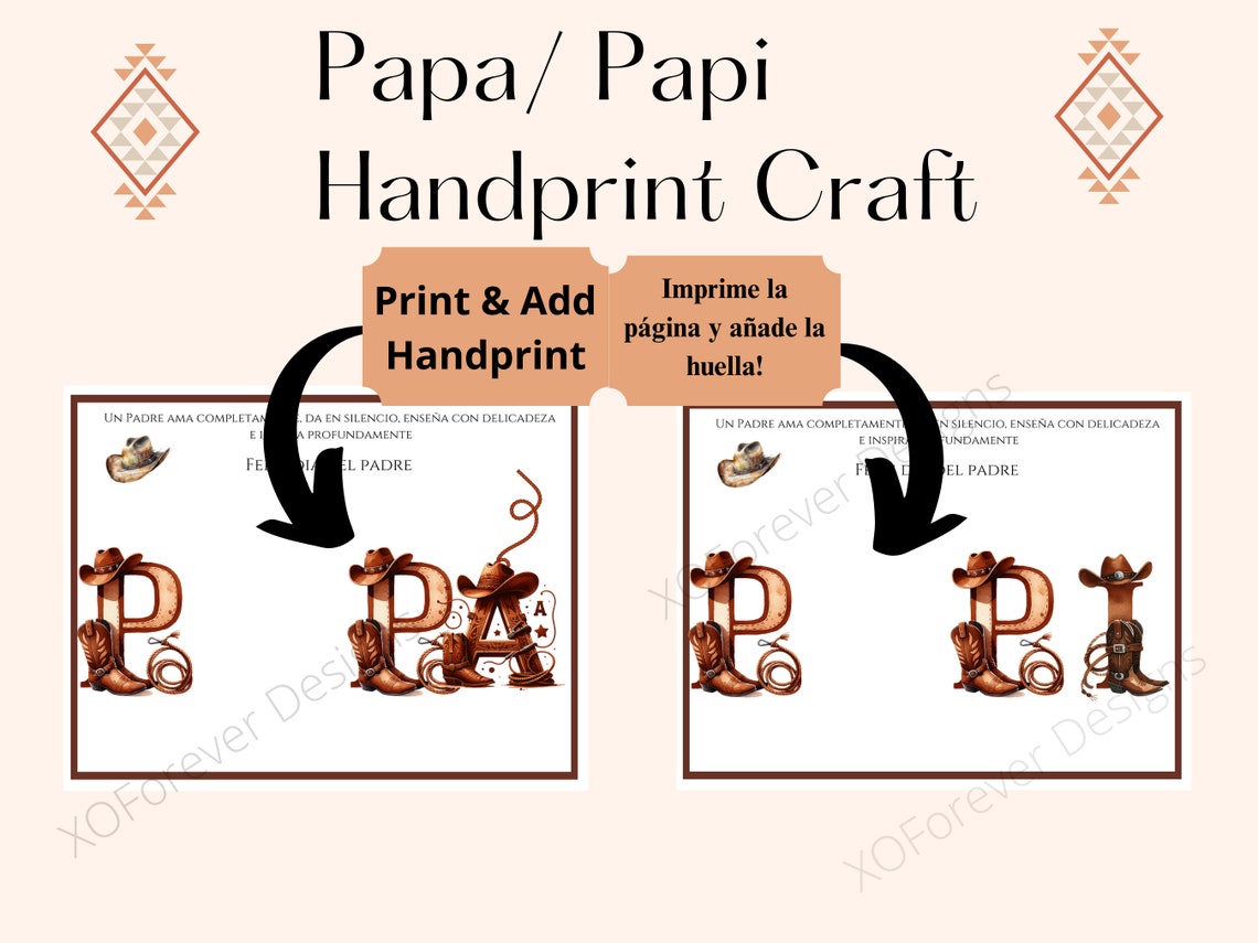 Cowboy Papa/papi | Papa/papi Handprint Craft | Feliz Dia Del Padre ...