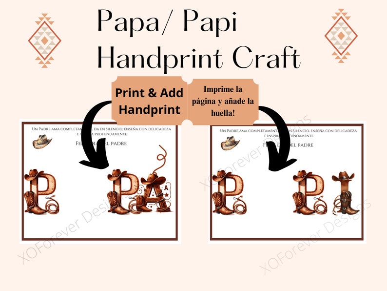 Cowboy Papa/papi | Papa/papi Handprint Craft | Feliz Dia Del Padre ...