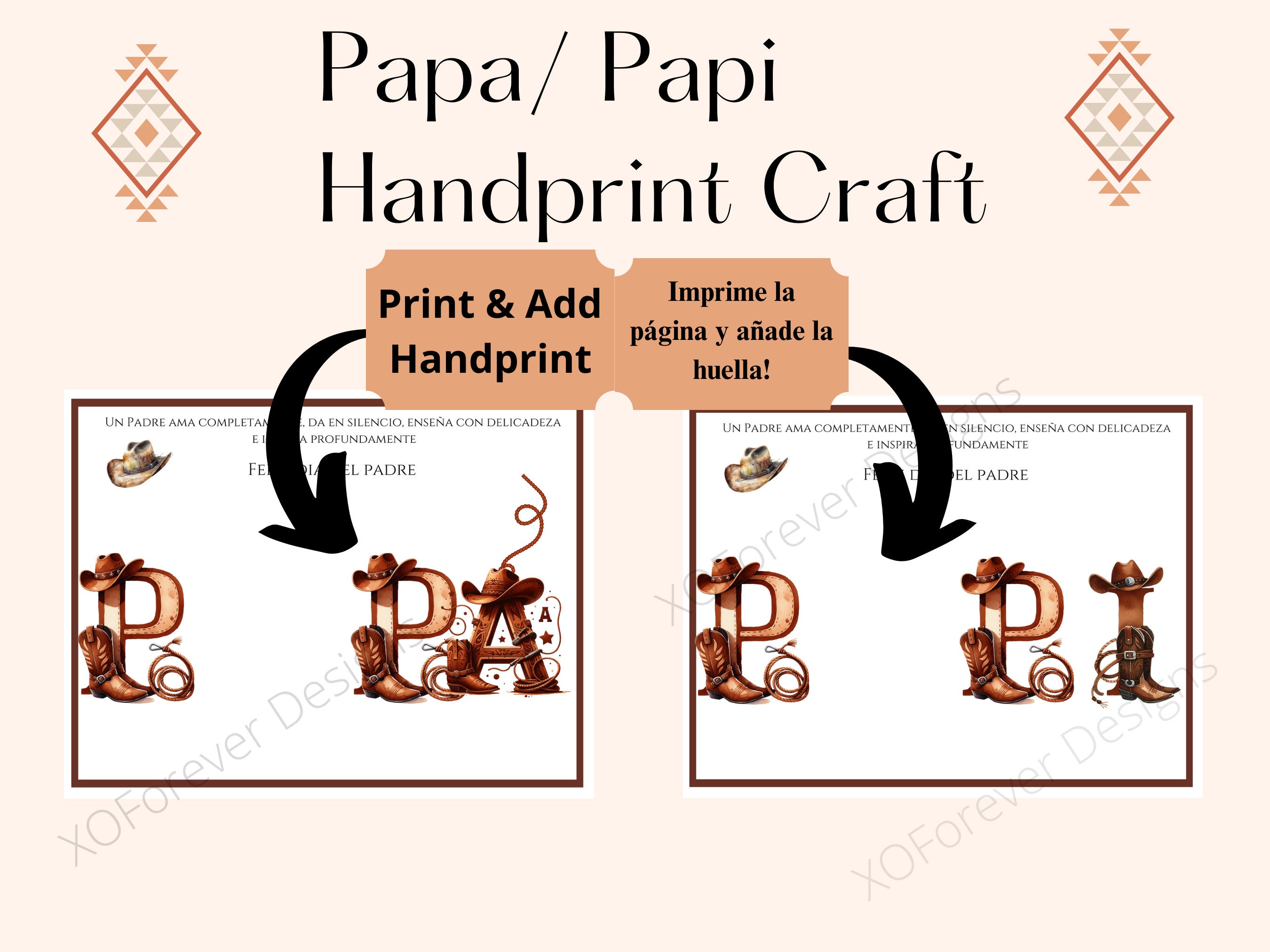 Cowboy Papa/papi | Papa/papi Handprint Craft | Feliz Dia Del Padre ...