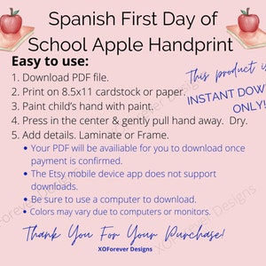Spanish First Day of School Handprint | Memory Book | Teacher Resources ...