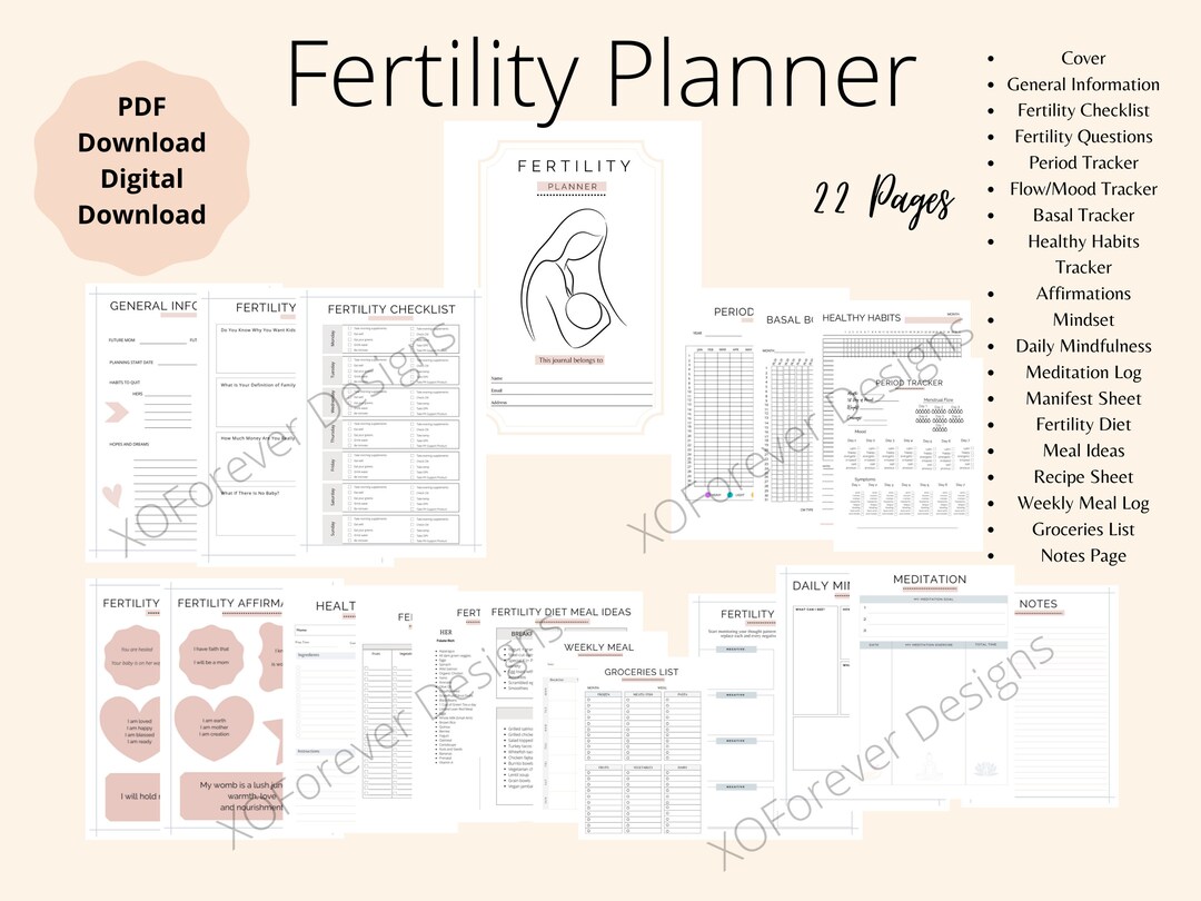Fertility Planner | Printable Fertility Planner | Period Tracker ...