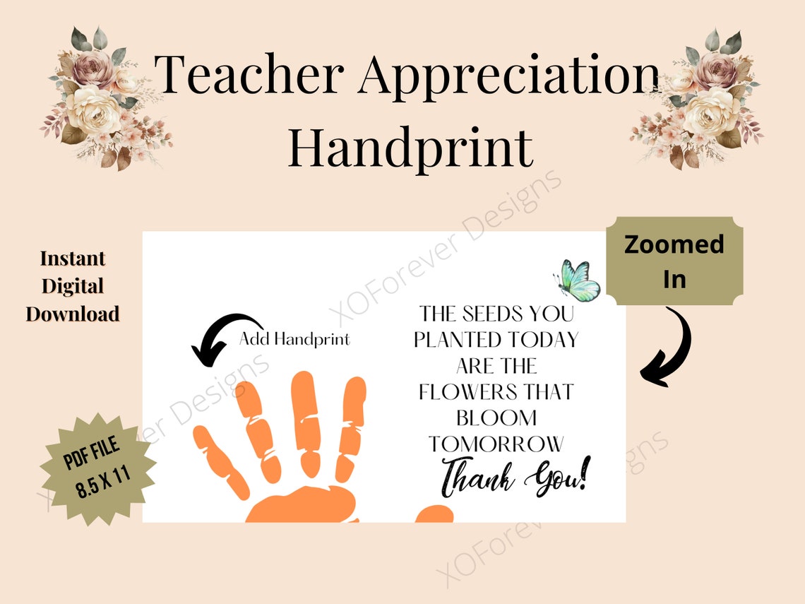 Teacher Appreciation Week Printable Handprint Art Teachers the Plant ...