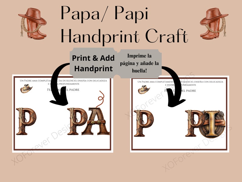 Western Papa/papi | Papa/papi Handprint Craft | Feliz Dia Del Padre ...
