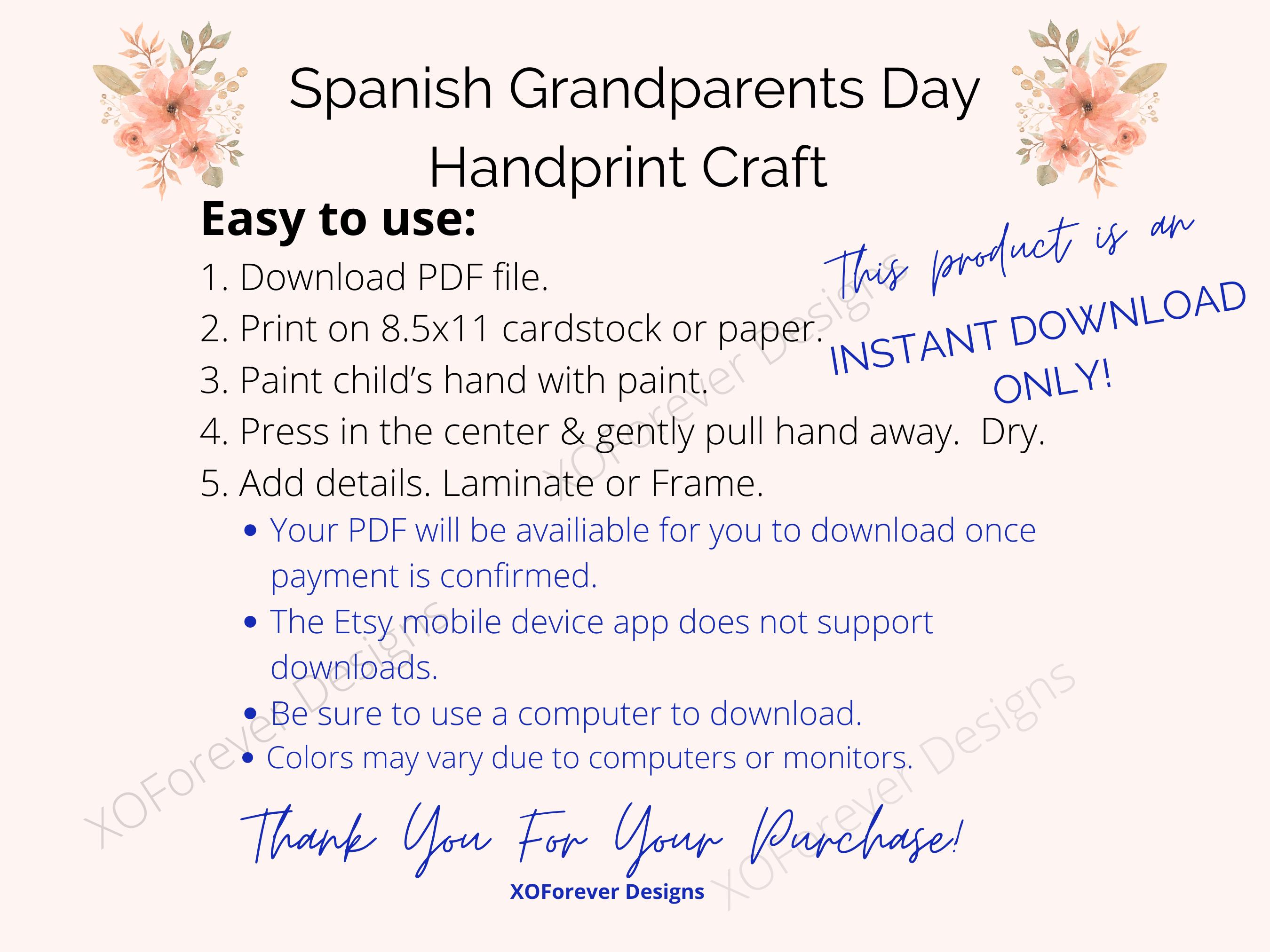 Spanish Grandparent Handprint | Dia De Los Abuelos | Happy Grandparents ...