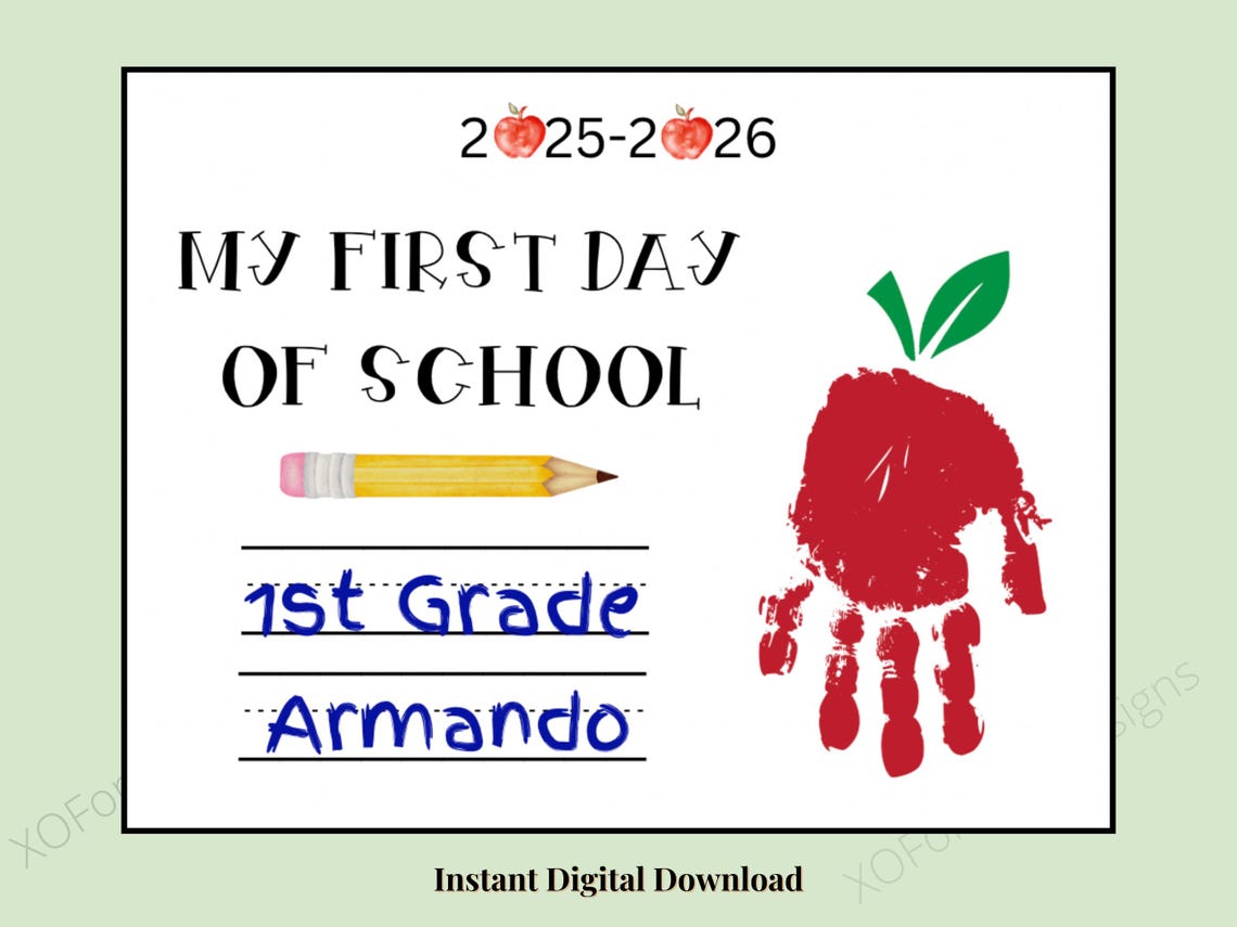 First Day of School Handprint Art | Memory Book | Teacher Resources ...