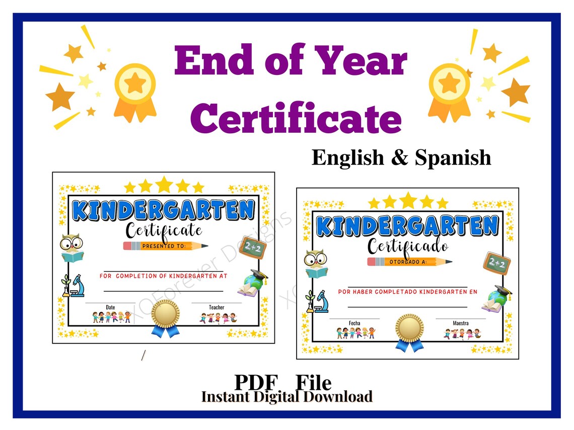 Kindergarten Certificate | End of Year Certificate | Kindergarten ...